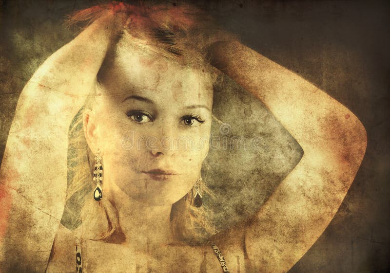 Woman on the old paper stock photo. Image of model, rust - 18205068