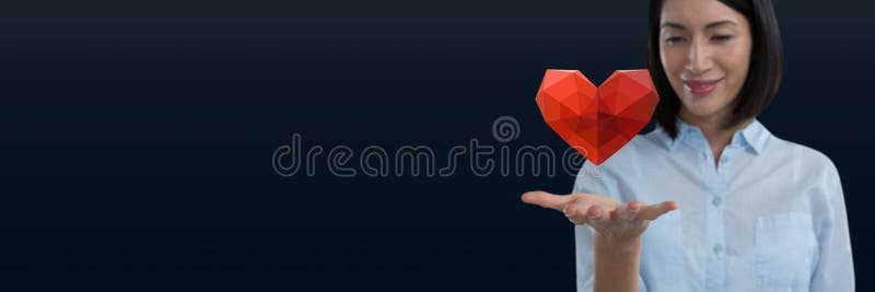 Woman with Open Hand and Heart Stock Photo - Image of communication ...