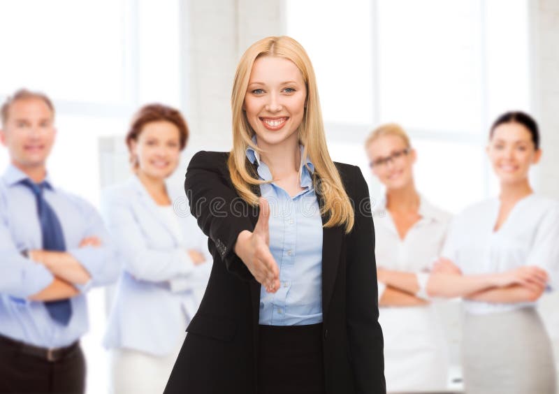 Woman with an Open Hand Ready for Handshake Stock Photo - Image of ...