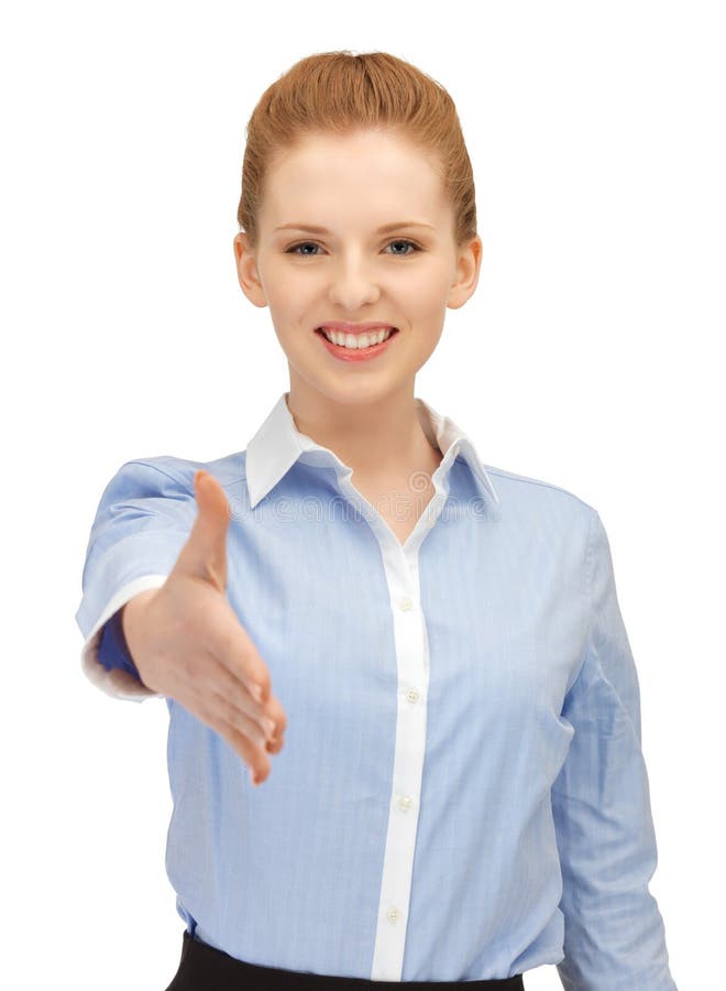 Woman with an Open Hand Ready for Handshake Stock Image - Image of ...