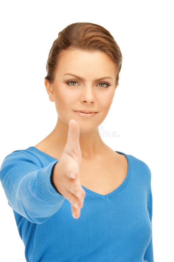 Woman with an Open Hand Ready for Handshake Stock Image - Image of ...