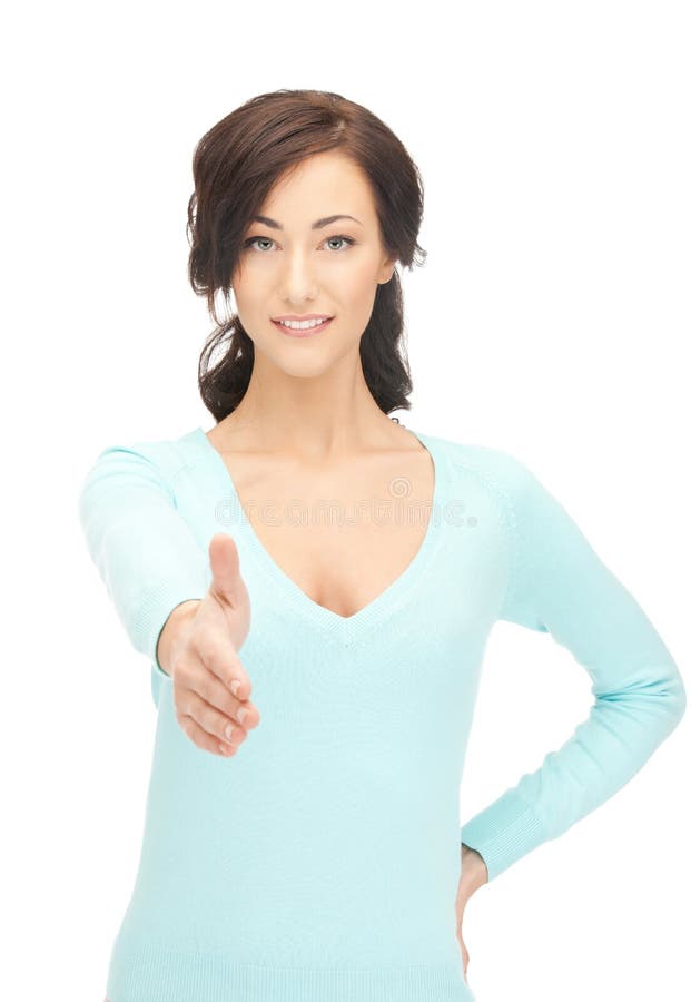 Woman with an Open Hand Ready for Handshake Stock Image - Image of ...