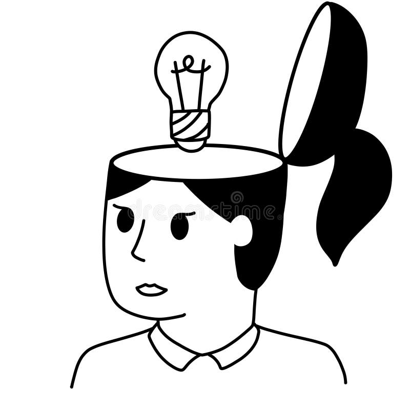 Woman with Open Mind. Concept of Idea Stock Vector - Illustration of ...