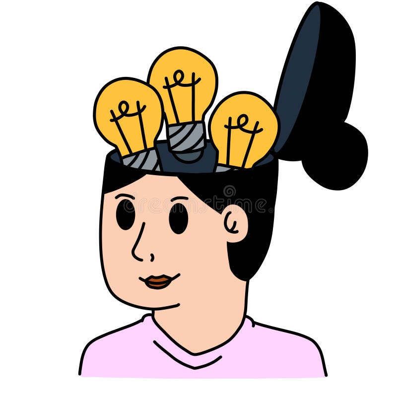 Woman with Open Mind. Concept of Idea Stock Vector - Illustration of ...