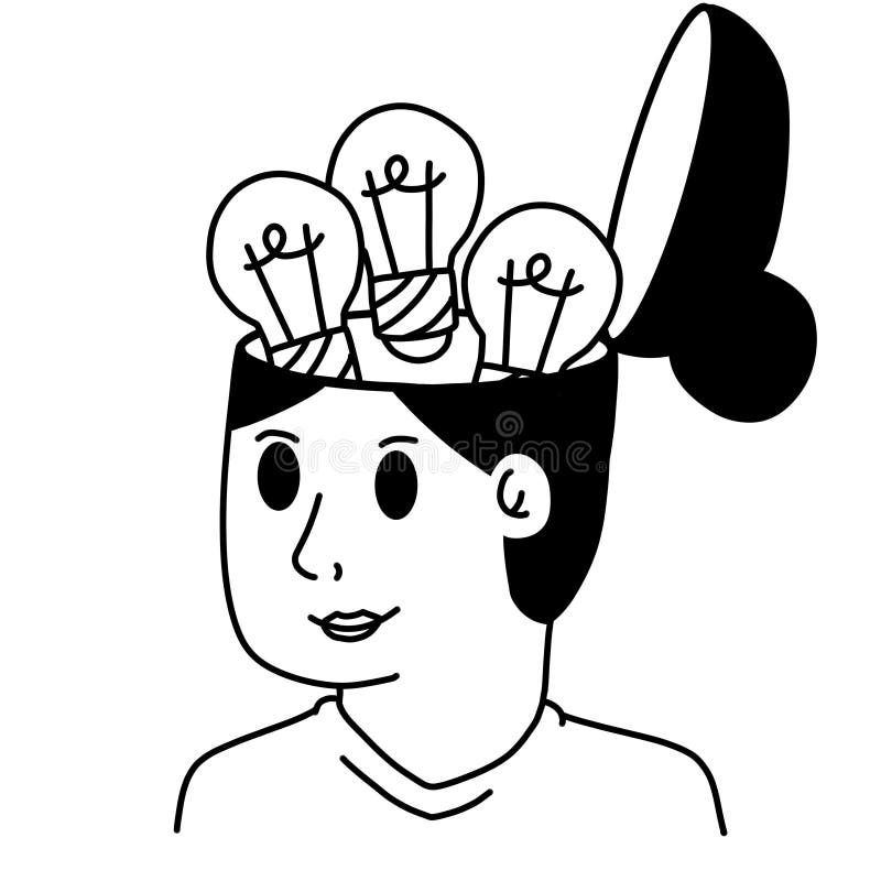 Woman with Open Mind. Concept of Idea Stock Illustration - Illustration ...