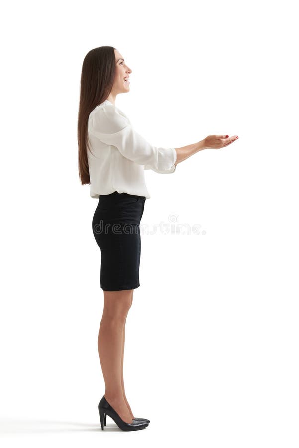 Woman with Open Palms Looking Up Stock Photo - Image of woman ...