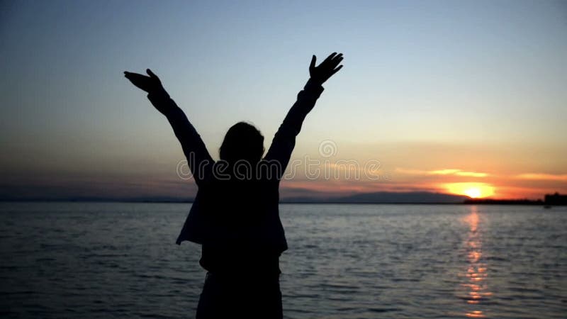 Woman opening arms stock video. Video of female, healthy - 53971417