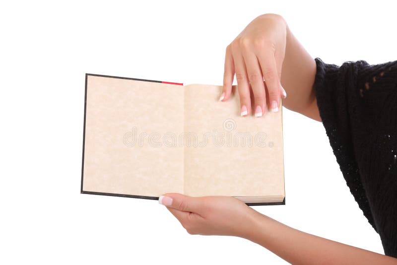 Woman opening a book stock illustration. Illustration of texture - 8443670