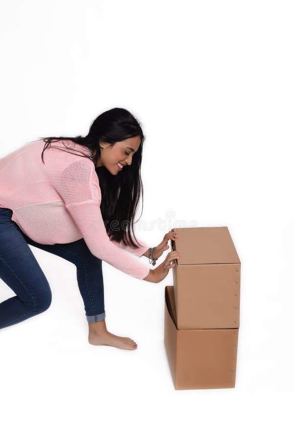 Woman opening a box stock photo. Image of delivery, girl - 72209772