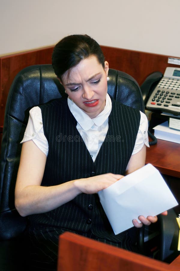 Woman Opening Envelope stock photo. Image of corporation - 5062434