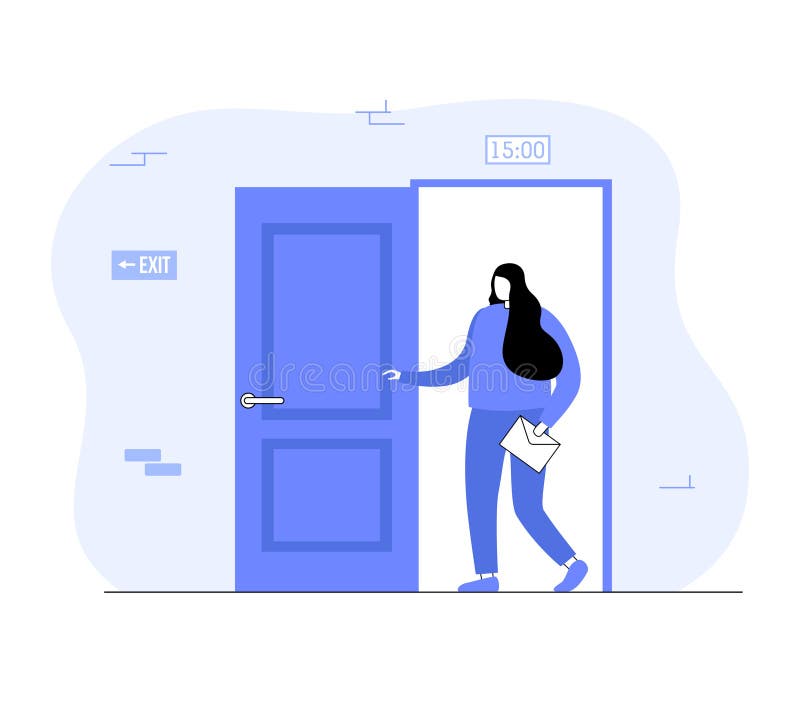 The Woman Opens the Door and Leaves the Room. Stock Vector ...