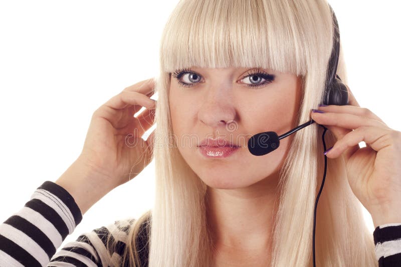 Woman Operator with Headset Stock Photo - Image of operator, people ...