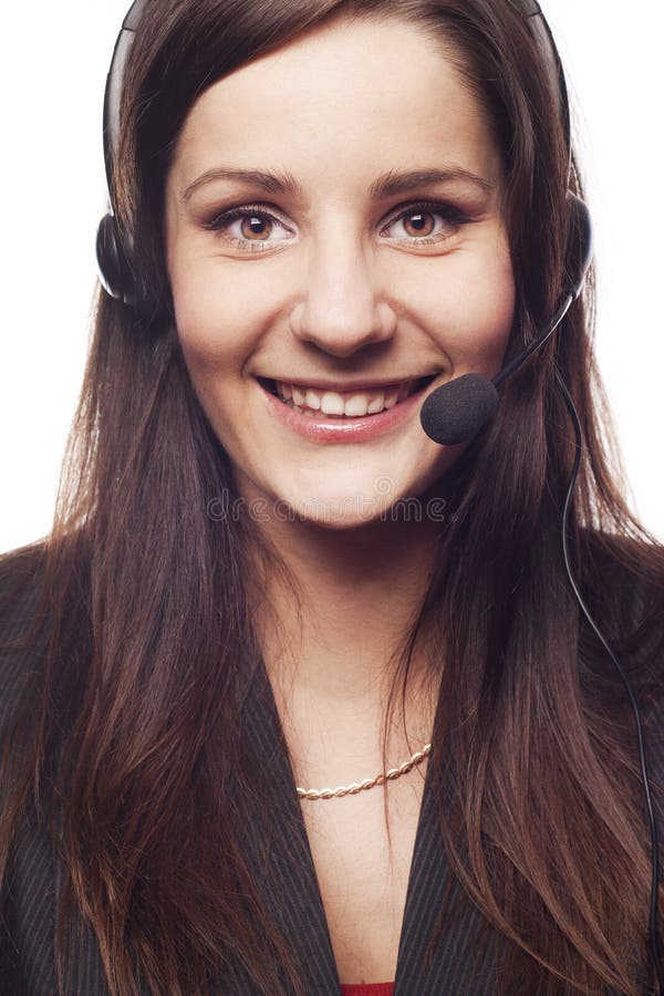 Woman Operator with Headset Stock Image - Image of center, headphones ...