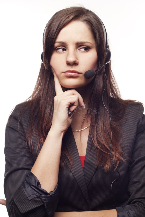 Woman Operator with Headset Stock Image - Image of person, consultant ...