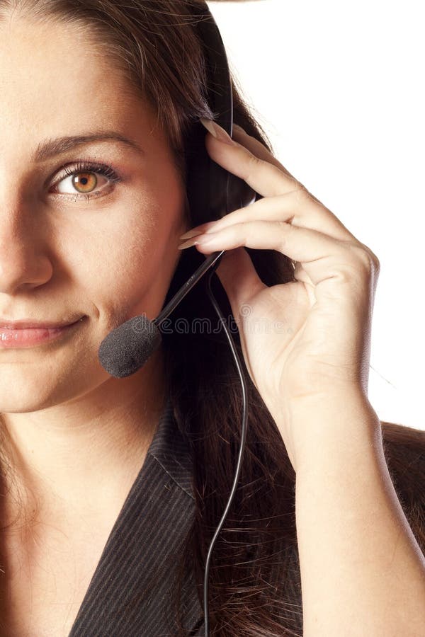 Woman Operator with Headset Stock Image - Image of caucasian ...