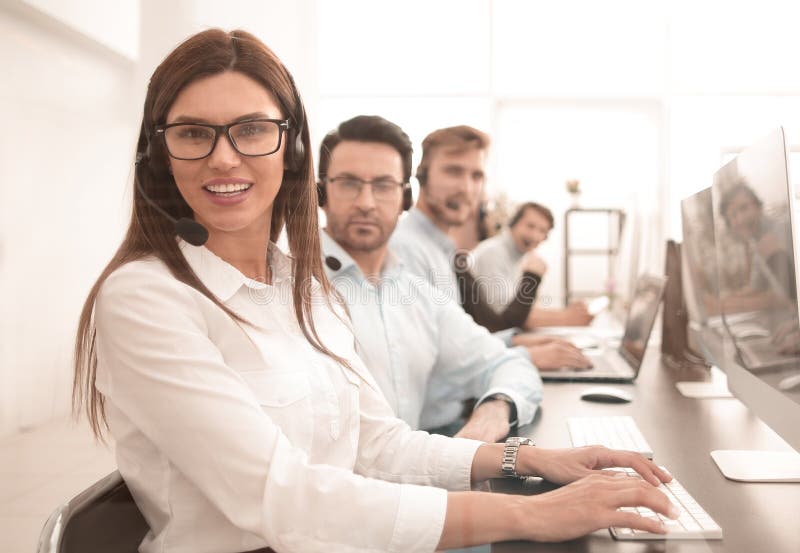 Woman Operator in the Workplace at the Call Center Stock Photo - Image ...