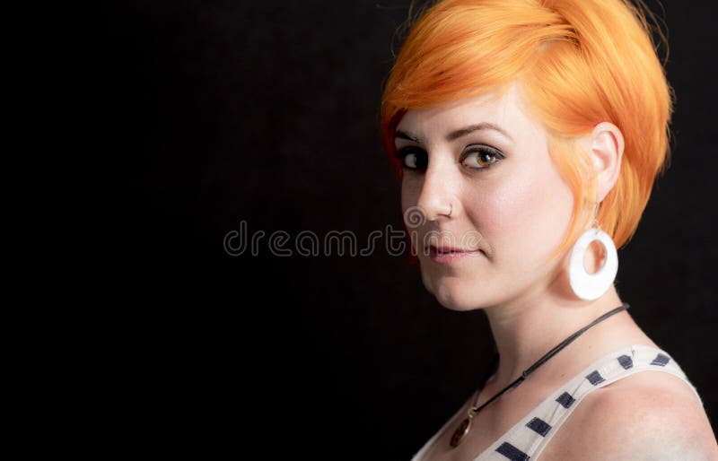Woman with Orange Hair in Studio Shoot Stock Image - Image of beauty ...