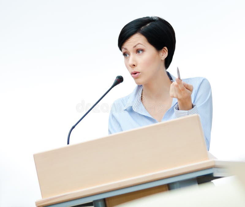 Woman orator at the board stock image. Image of format - 26983911