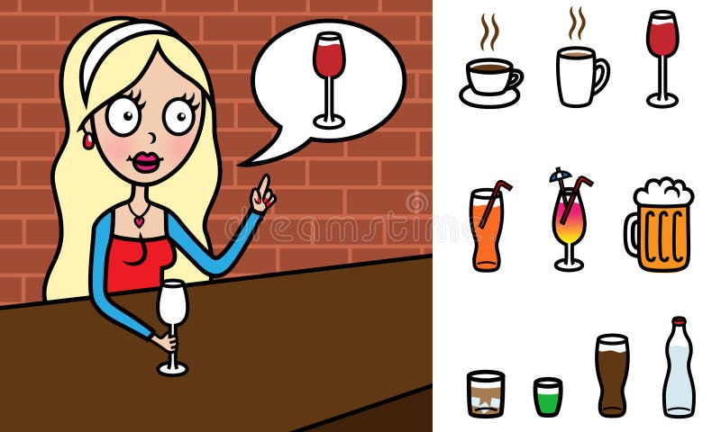 Woman Ordering Drink in Bar Changable Icon Stock Vector - Illustration ...