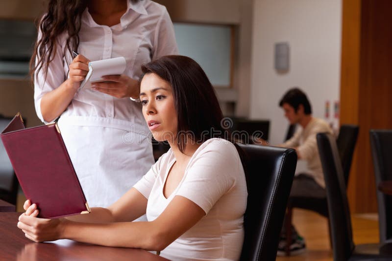 Portrait of a Young Waitress Taking an Order Stock Photo - Image of ...