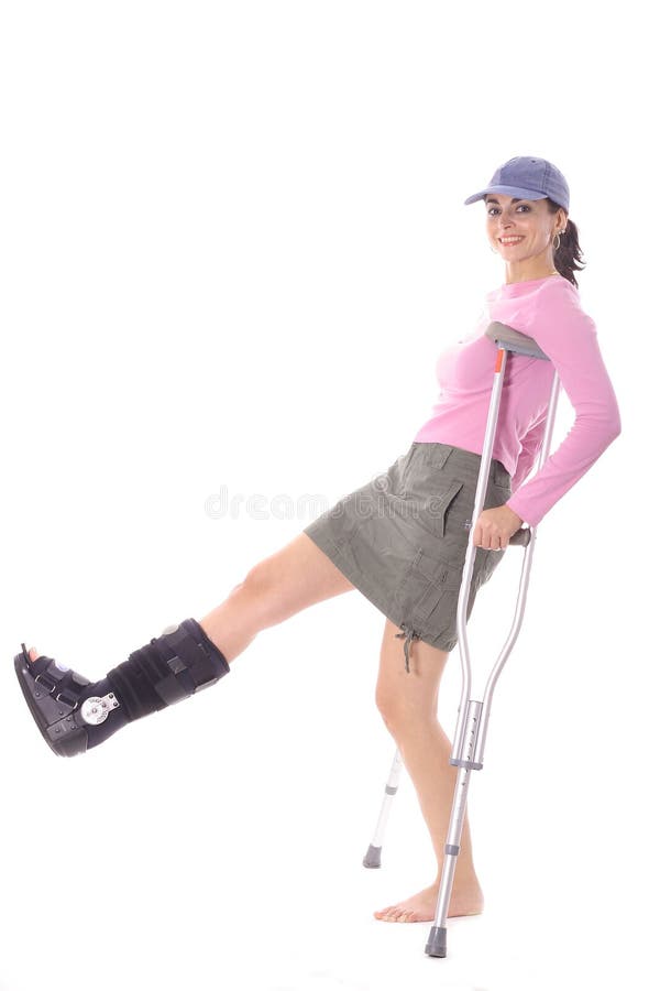 Woman with an ortho boot stock photo. Image of injury - 15711668