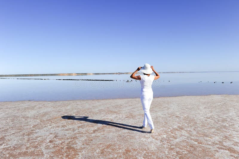 Woman Outback Lake Australia Stock Photo - Image of mature, holiday ...