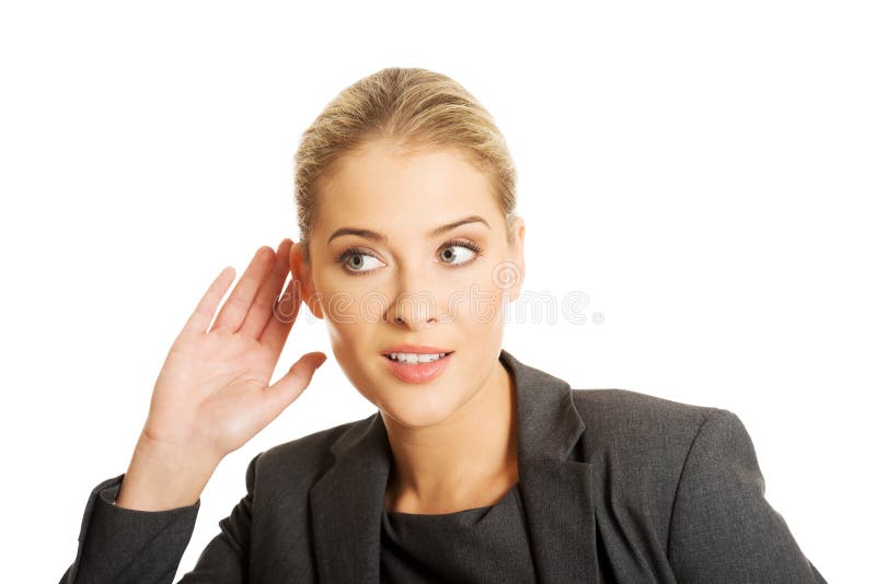 Woman Overhearing a Conversation Stock Image - Image of conversation ...