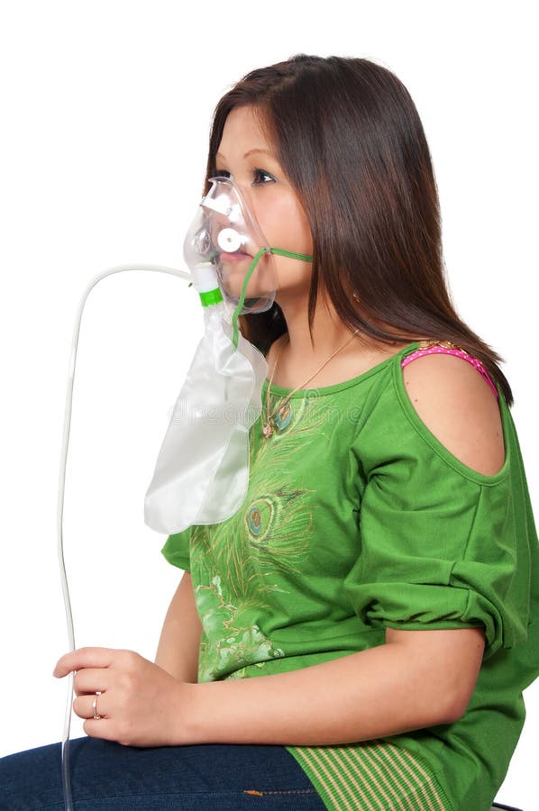 Girl with oxygen mask stock image. Image of care, mask - 43703225