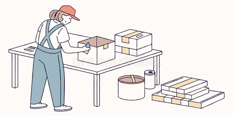 Woman Packing Boxes, Moving and Logistics, Vector Design Generative AI ...