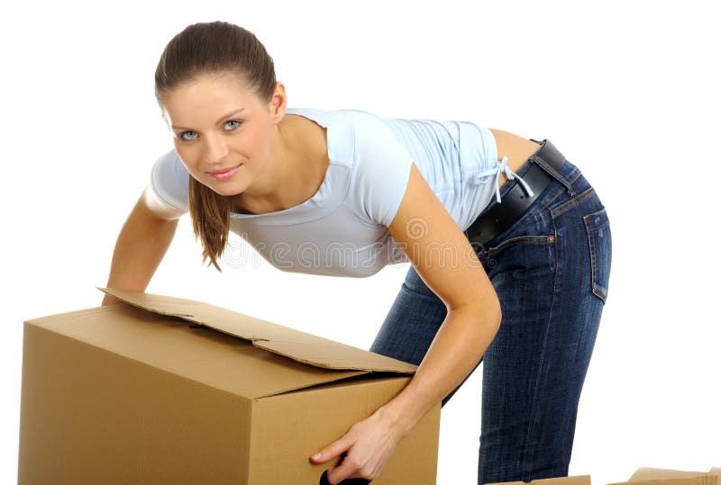 Woman Packing/unpacking Boxes Stock Image - Image of women ...