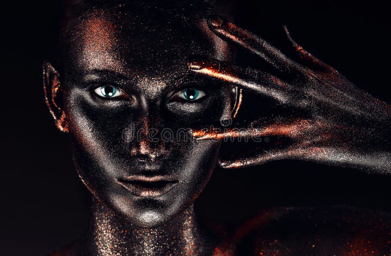 Creative Silver Makeup with Mirror Shatters Stock Photo - Image of ...