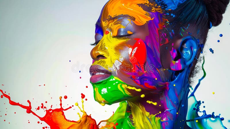 A Woman with Paint Splashed on Her Face Stock Photo - Image of face ...