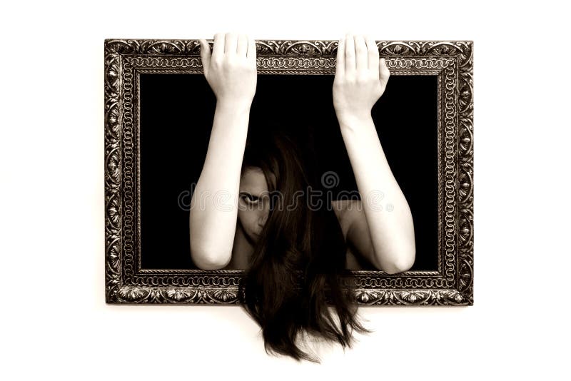Woman in a painting frame stock photo. Image of caught - 1828464