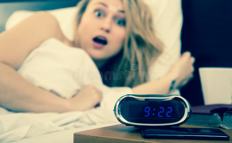 Woman in Panic Looks at Clock Stock Image - Image of femal, panic ...