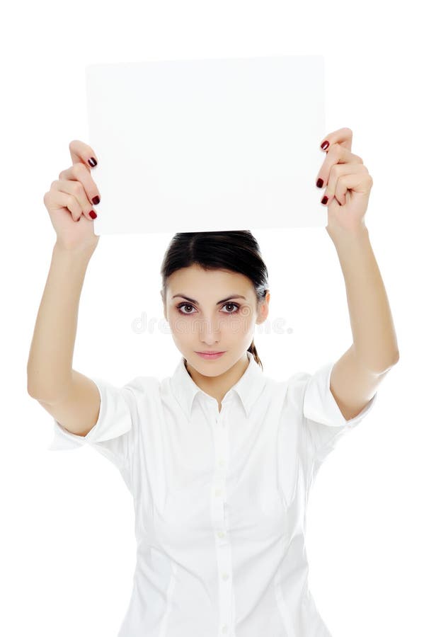 Woman with paper stock image. Image of holding, friendly - 18236247