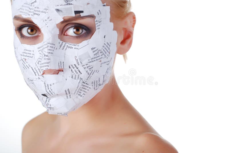 Woman in paper mask stock image. Image of scrap, human - 7734587