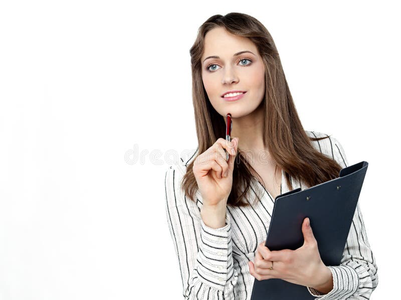 Woman with papers stock photo. Image of finance, hair - 12805396