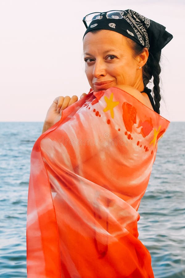 Woman with pareo stock photo. Image of nature, vacation - 120620786