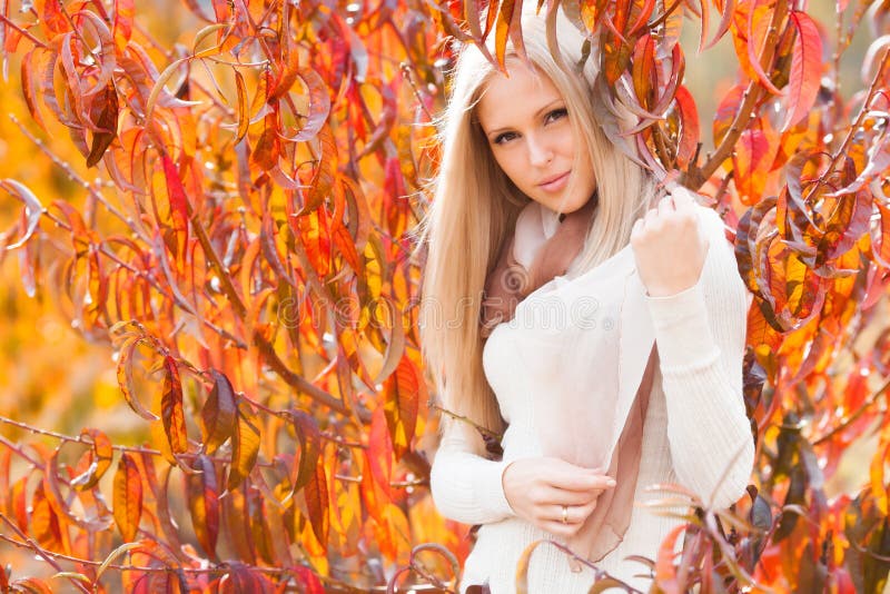 Woman in peach garden stock image. Image of hair, human - 32959541