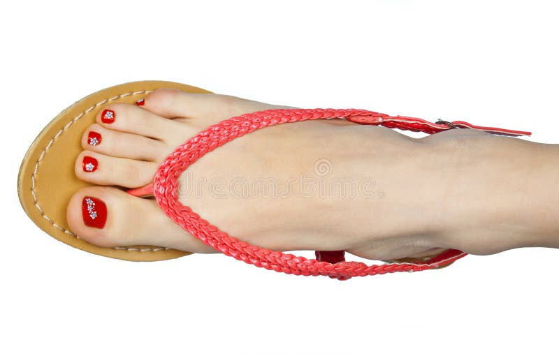 Woman s pedicured feet stock photo. Image of salon, daisy - 10697020