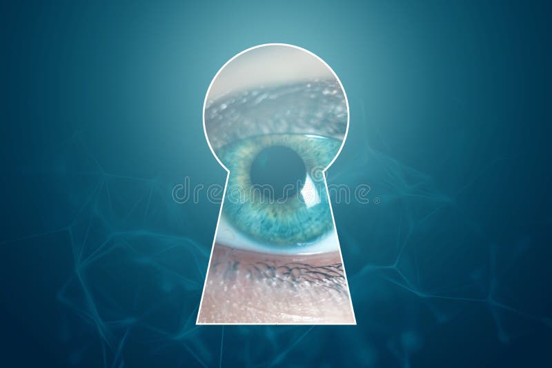 A Woman Peeps Through The Keyhole Curiosity Distrust Of Others
