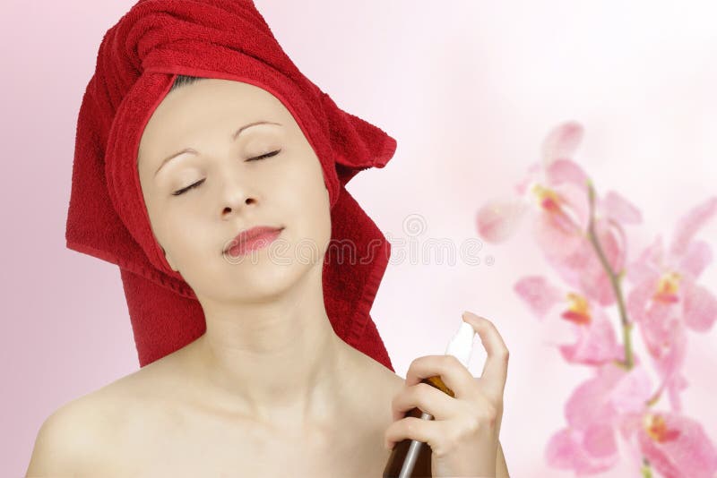 Woman pefuming after bath stock photo. Image of person - 18472232