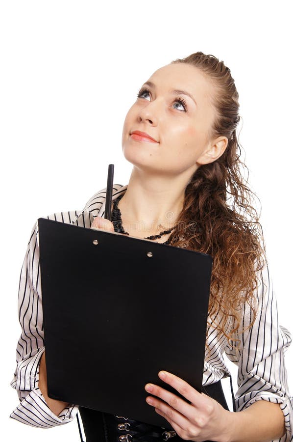 Woman with pen stock photo. Image of beautiful, posing - 21969332