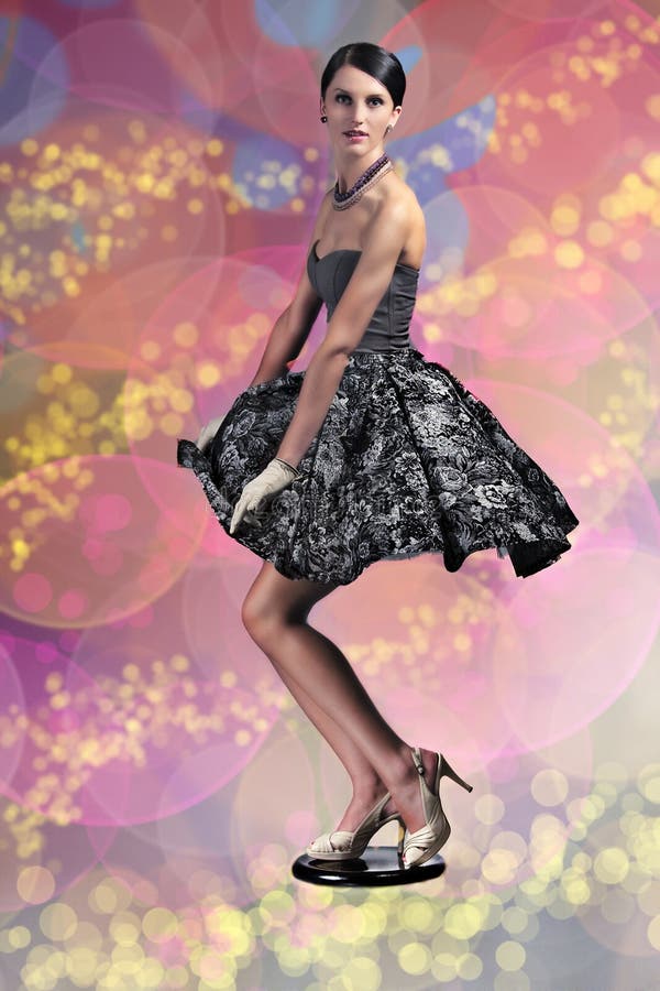 Woman with Perfect Figure in 60-ies Style Stock Photo - Image of ...