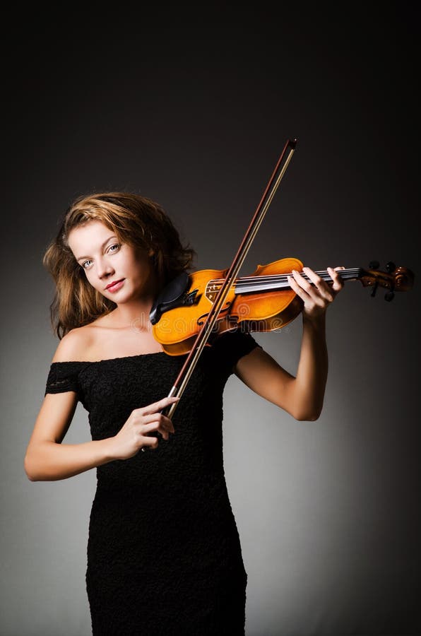 Beautiful Female Violin Player - Music Series Stock Image - Image of ...