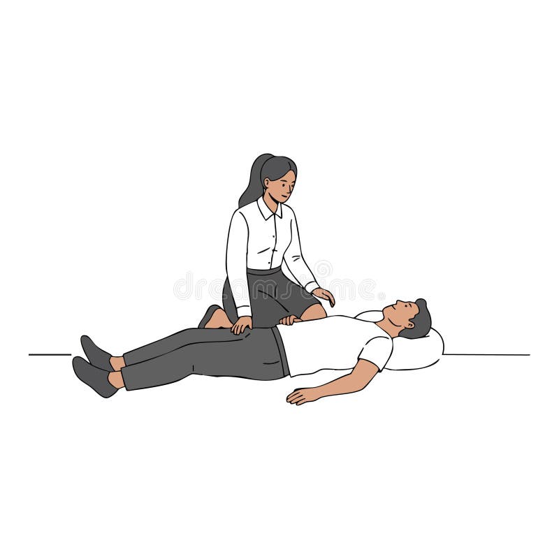 Woman Performing First Aid CPR on Man Lying Down in Emergency Response ...