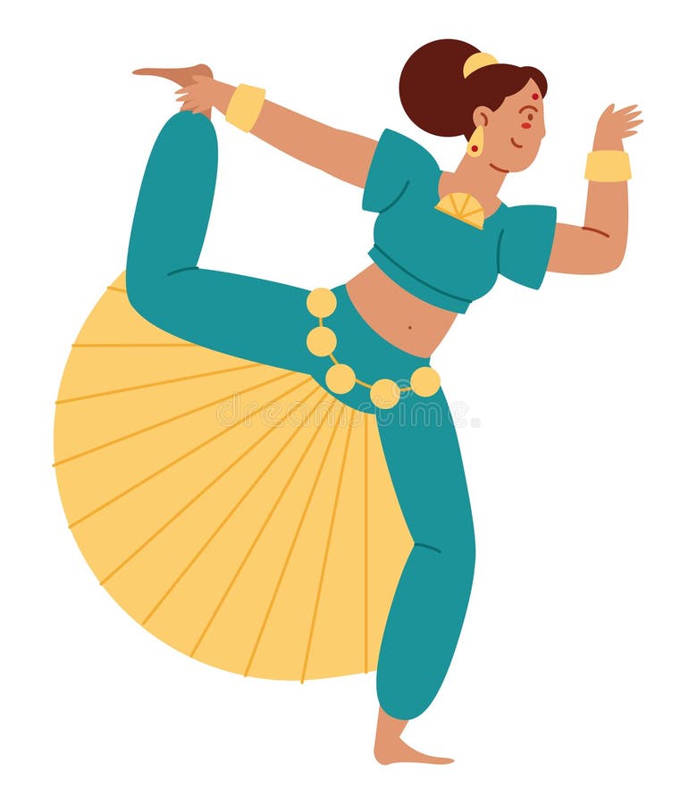 Woman Performing Kathak Dance Stock Illustration - Illustration of ...
