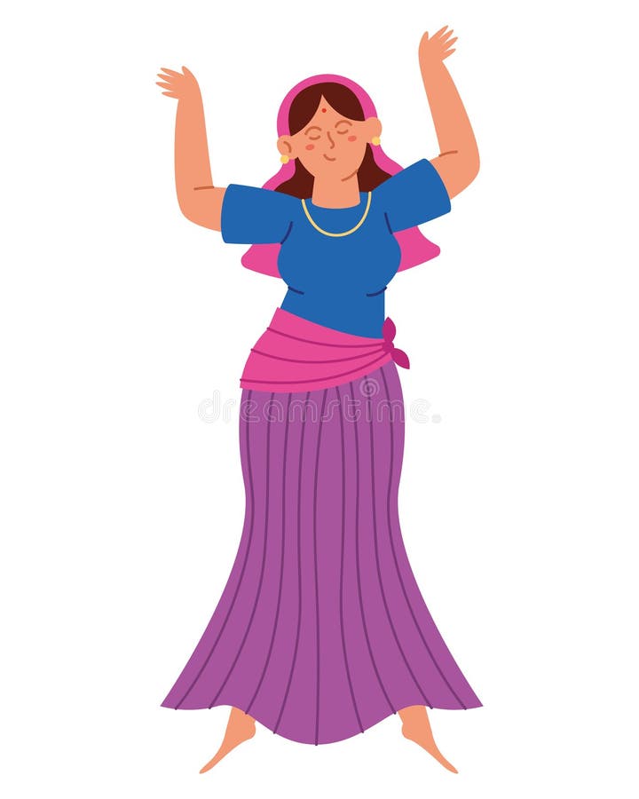 Woman Performing Kathak Dance Traditional Stock Illustration ...