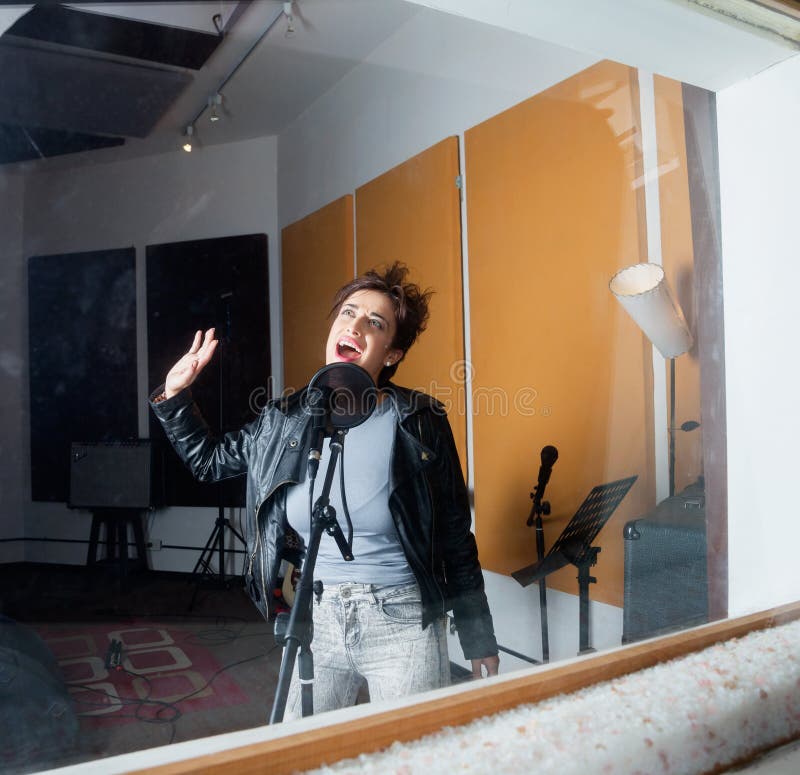 Woman Performing Recording Studio Seen Stock Photos - Free & Royalty ...