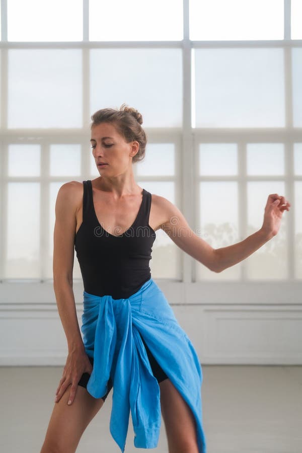 Woman Performs Contemporary Dance Bright Studio Large Windows Stock ...